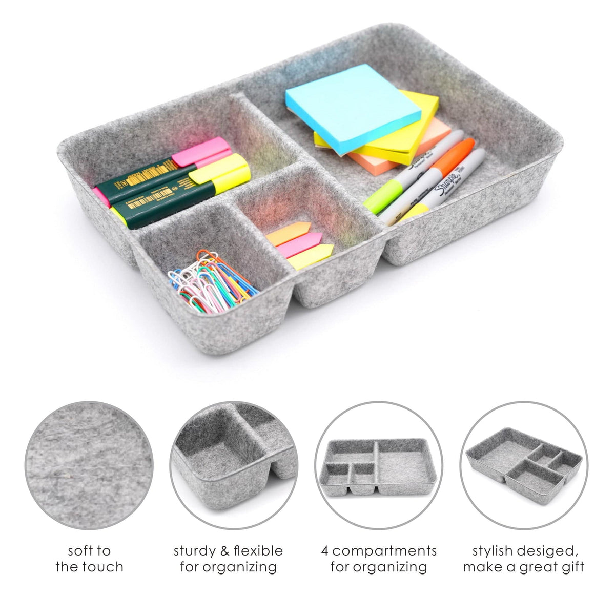 Desk Drawer Organzier Trays With 4 Compartments – Welaxy
